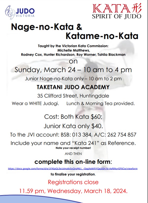 Kata Workshop 1- Registration open until Wednesday 20th March - Judo ...